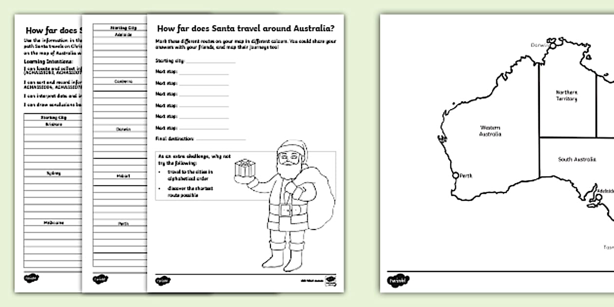 VIC Santa's Journey Around Australia Mapping Activity