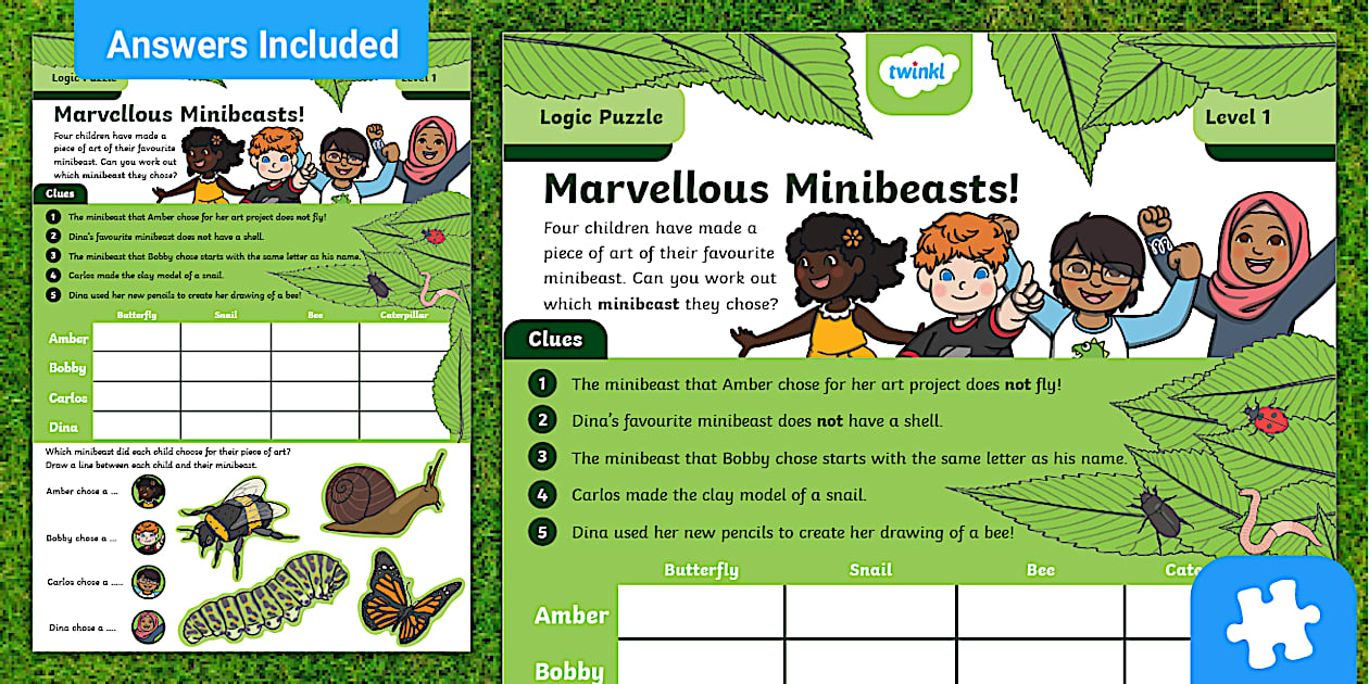 Marvellous Minibeasts Fun Logic Puzzle - Kids Puzzles