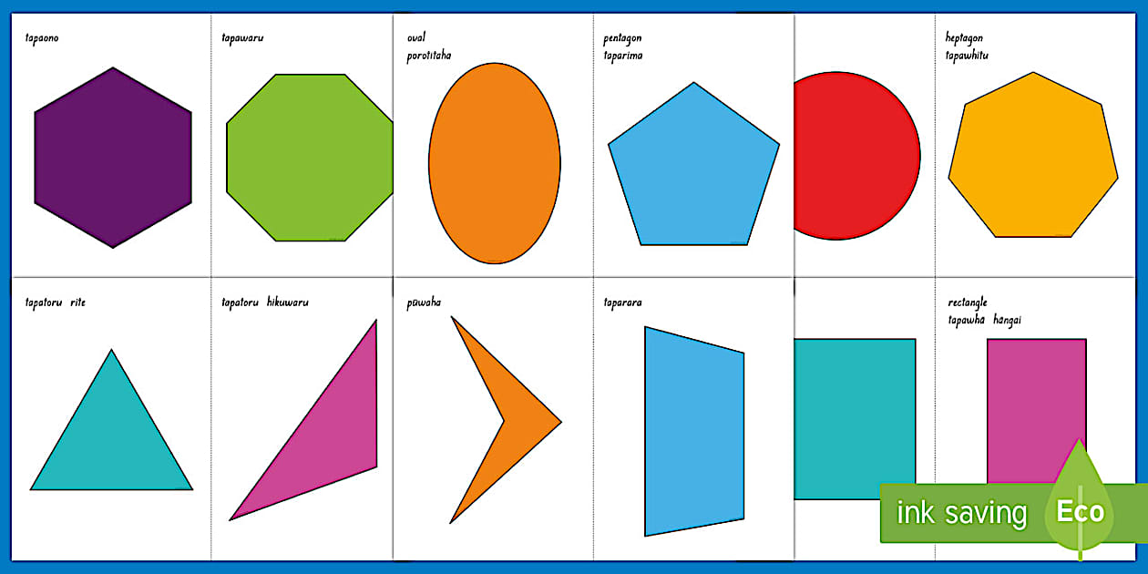 2D Shapes A5 Cut-Outs Te Reo Māori (teacher made) - Twinkl