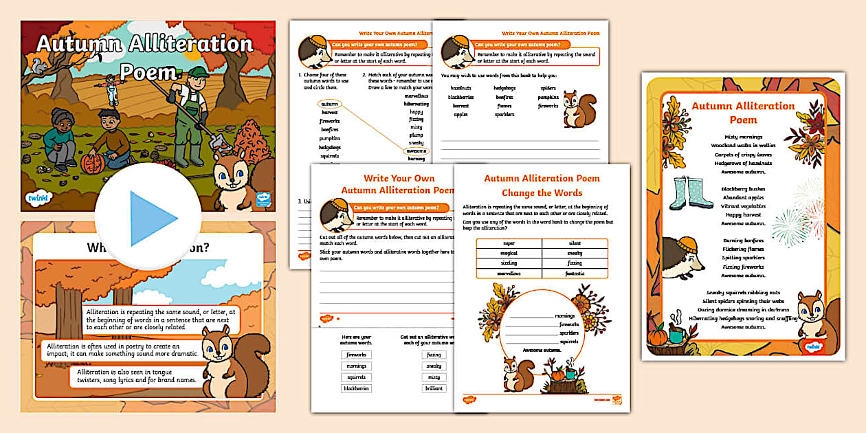 Autumn Alliteration Poem Resource Pack (Teacher-Made)