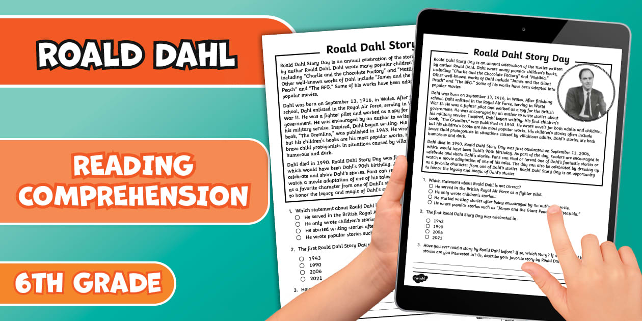 Sixth Grade Roald Dahl Story Day Reading Comp. Worksheet