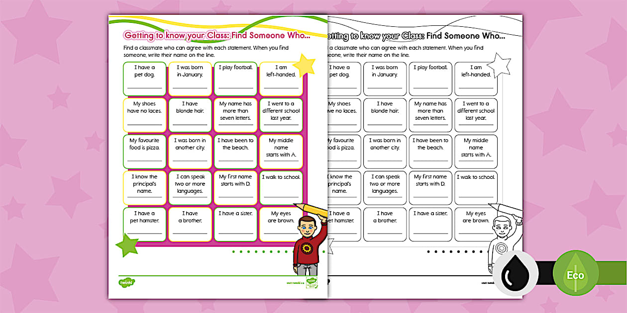 Get to Know You Class Bingo Game (l'enseignant a fait)