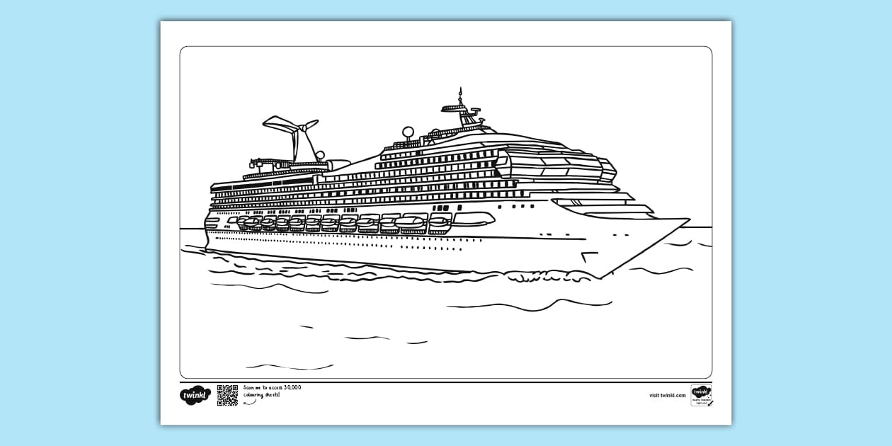 FREE! - Cruise Ship Colouring Sheet (teacher made) - Twinkl