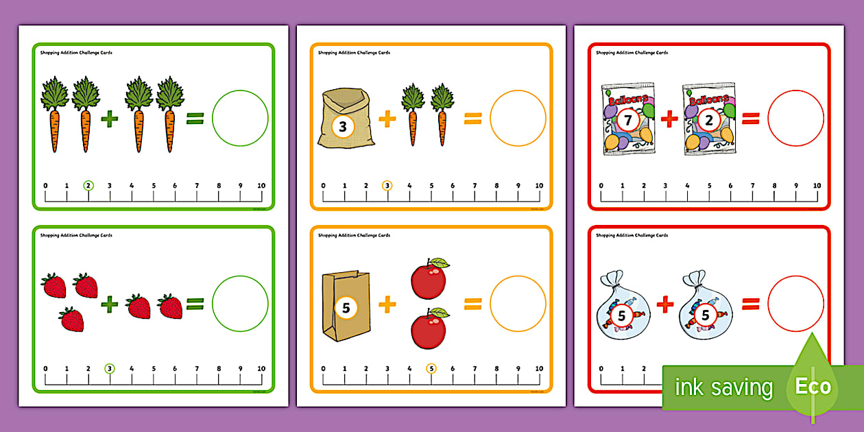 Shopping Addition Challenge Cards (teacher made) - Twinkl