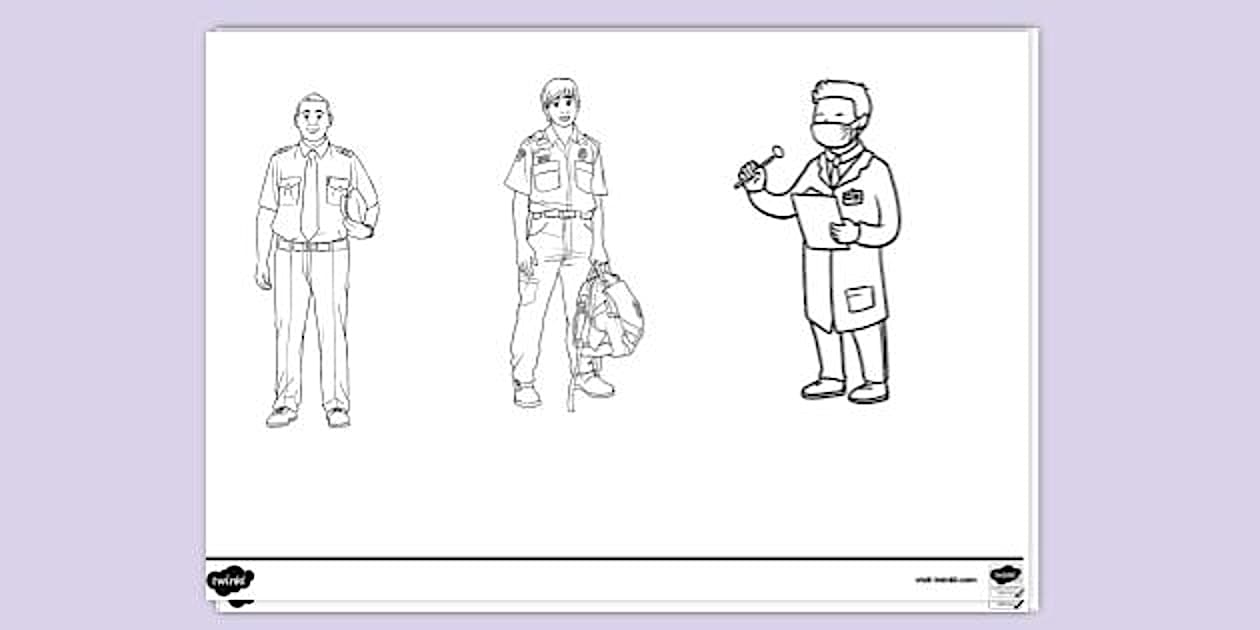 Jobs and Professions Colouring Page (teacher made) - Twinkl