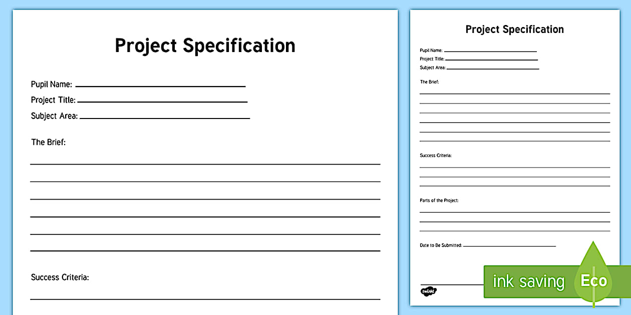 Project Specification Planning Template (teacher made)