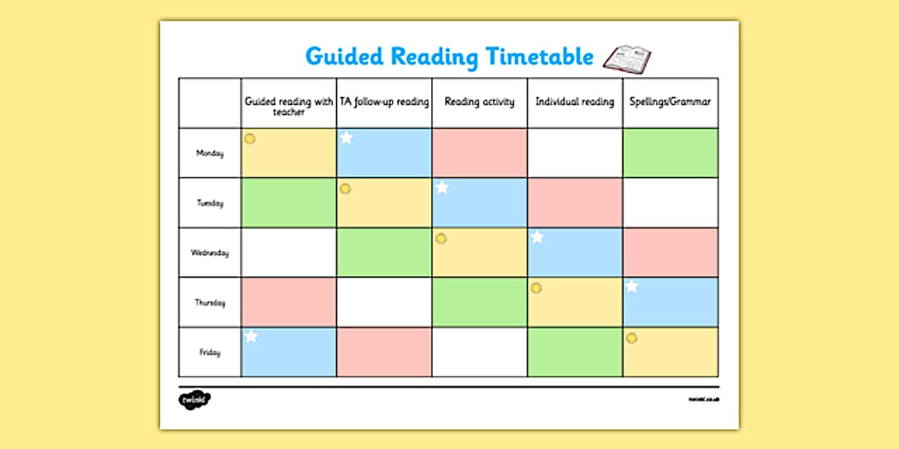 Guided Reading Timetable KS1 (teacher made) - Twinkl