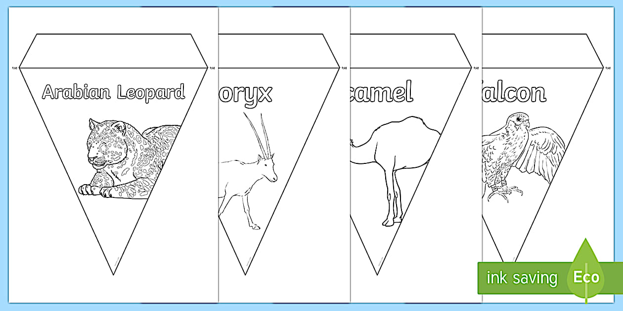 Arabian Animals Colouring Display Bunting (teacher made)