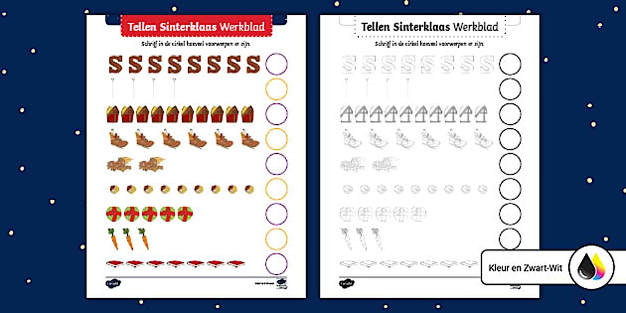 Tellen Sinterklaas Werkblad (professor feito) - Twinkl