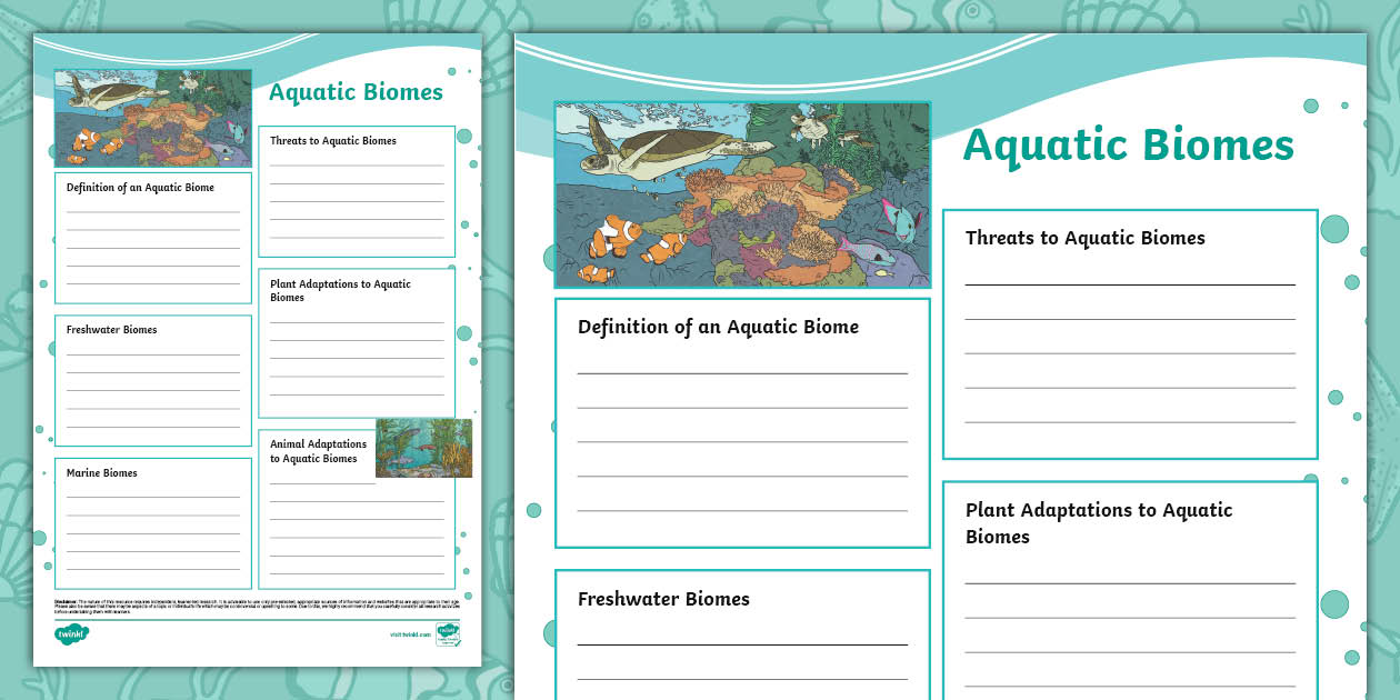 Aquatic Biomes Fact File Template (teacher made) - Twinkl
