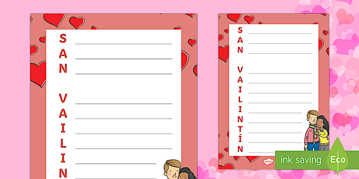 Valentine's Acrostic Poem Template as Gaeilge (teacher made)