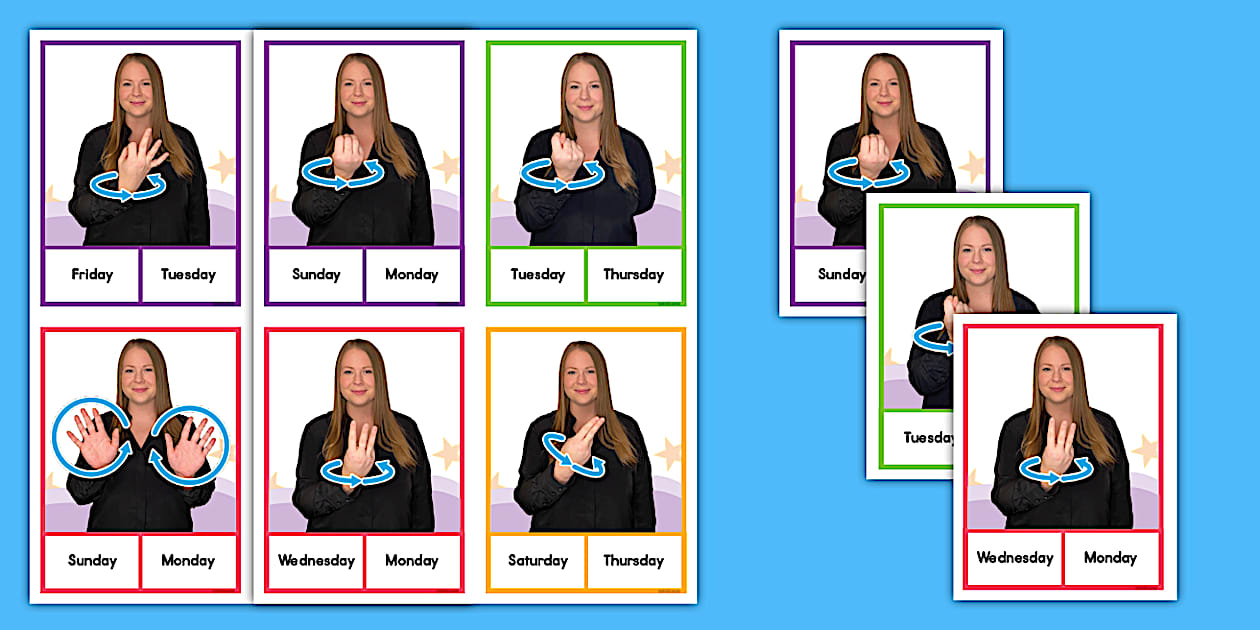 ASL Days of the Week Clip Cards (teacher made) - Twinkl