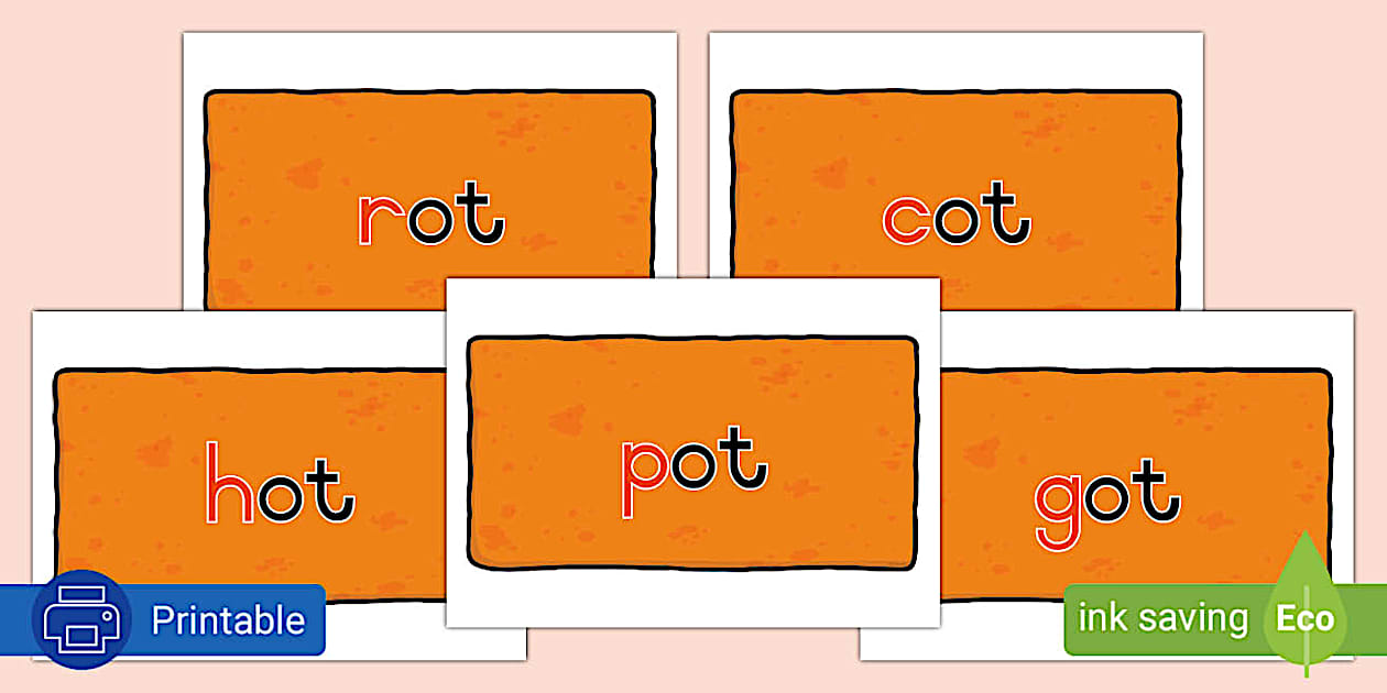 Grade 1: Phonics: -ot: Word Wall Cards