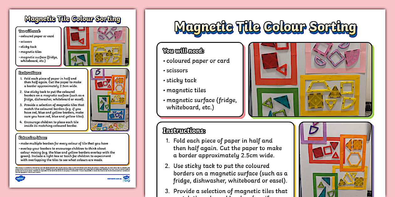 Magnetic Tile Colour Sorting (teacher made) - Twinkl