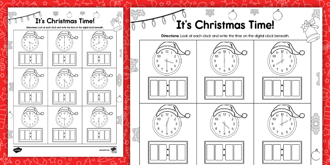 It's Christmas Time! Telling Time to the Hour and Half Hour