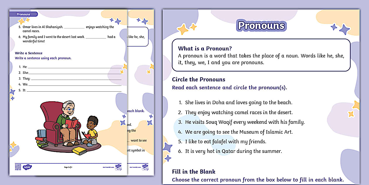 Pronouns Activity Sheet (teacher made) - Twinkl