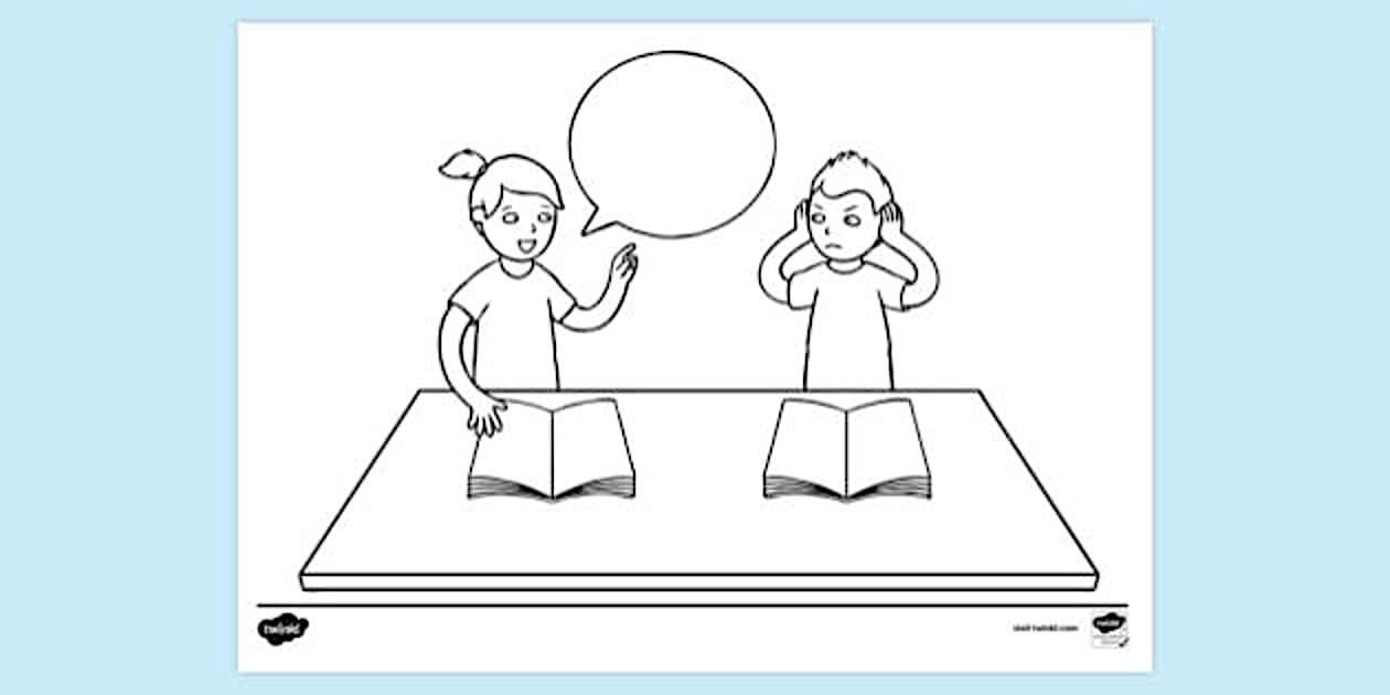Child Speaking Too Loudly Eyes Open | Colouring Sheets