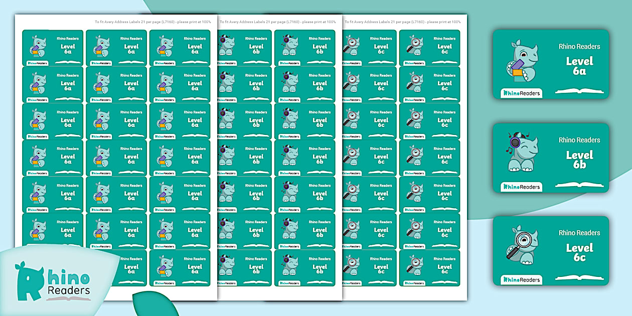 Rhino Readers Level 6 Book Cover Labels (teacher made)
