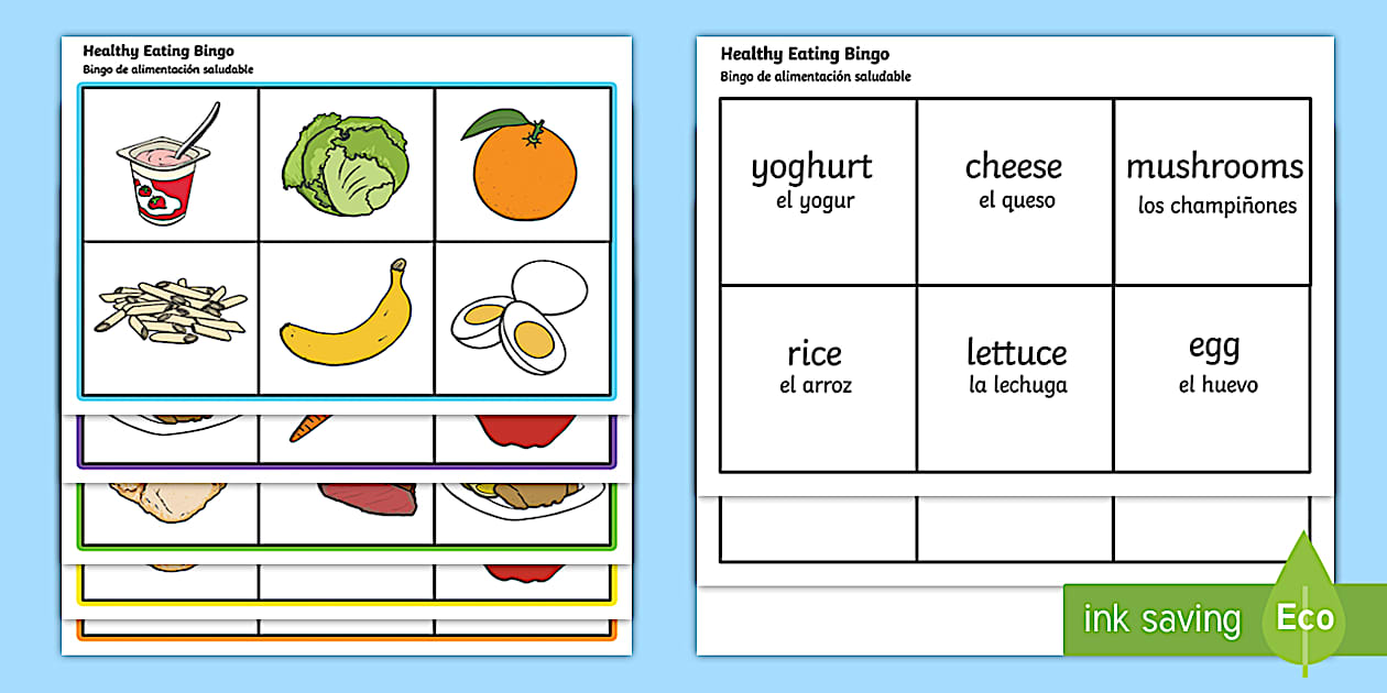 Healthy Eating Food Bingo English/Spanish - Healthy Eating Food Bingo