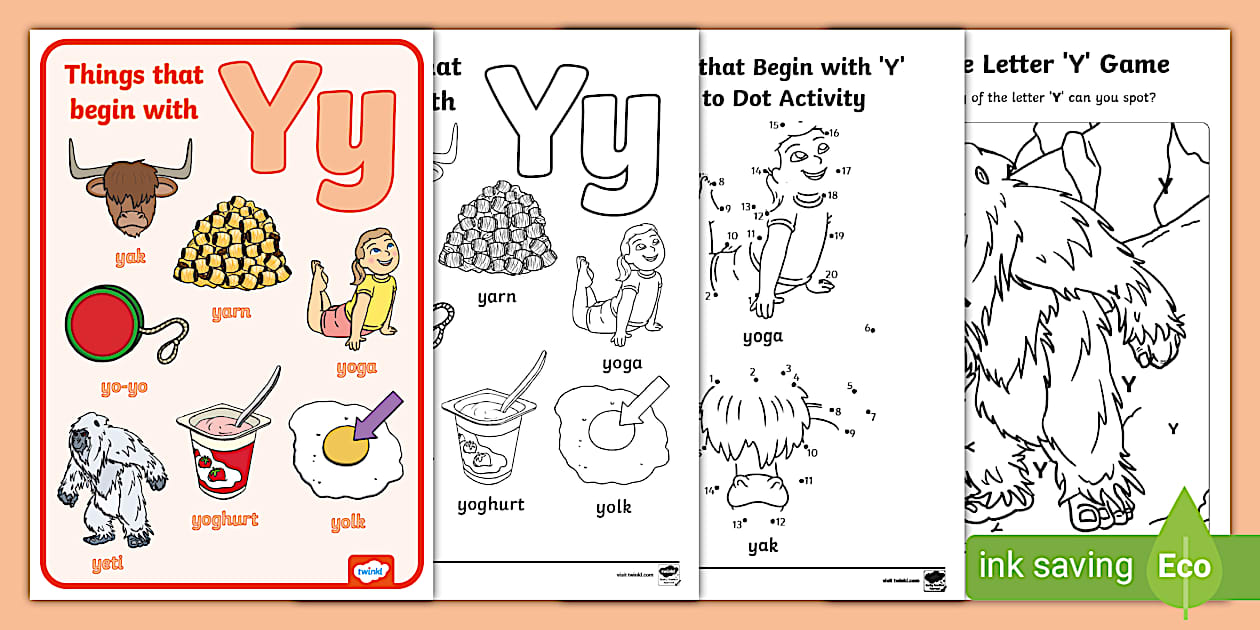 Things that Begin with Y Worksheets Pack | Twinkl Resources
