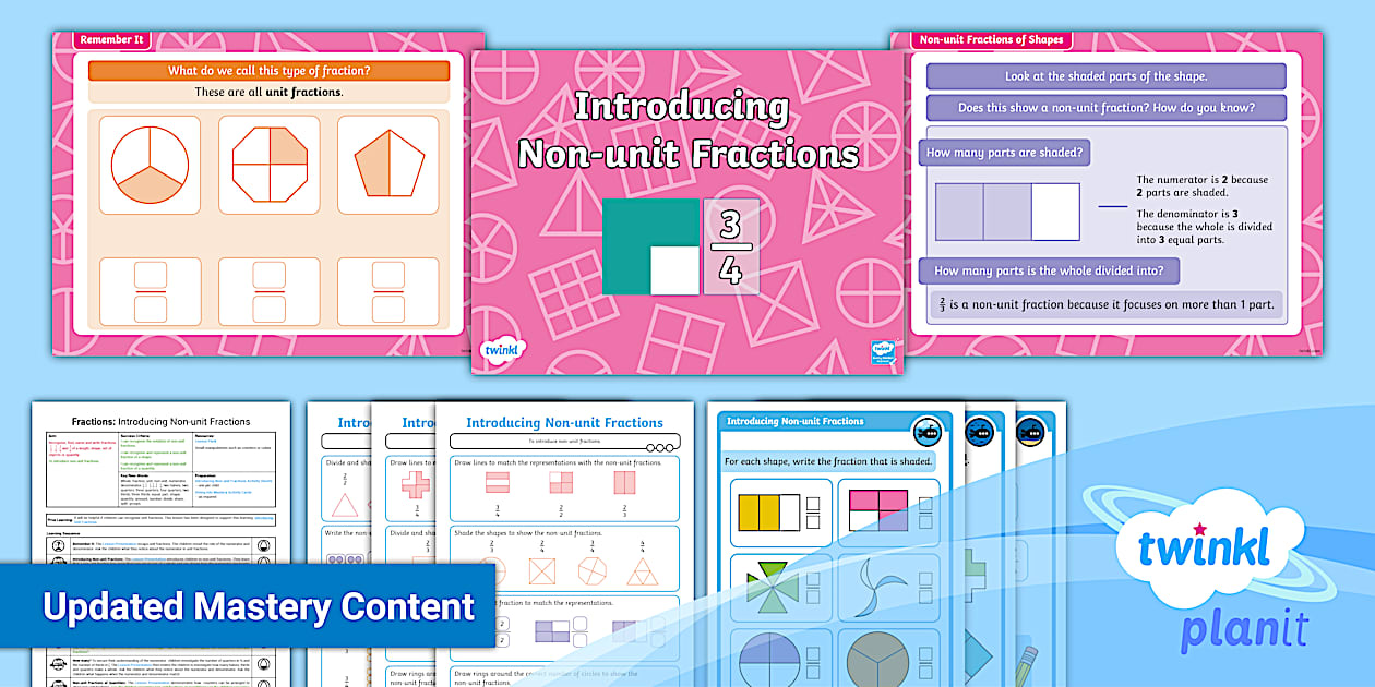 👉 Y2 Fractions Introducing Non-Unit Fractions PlanIt Maths