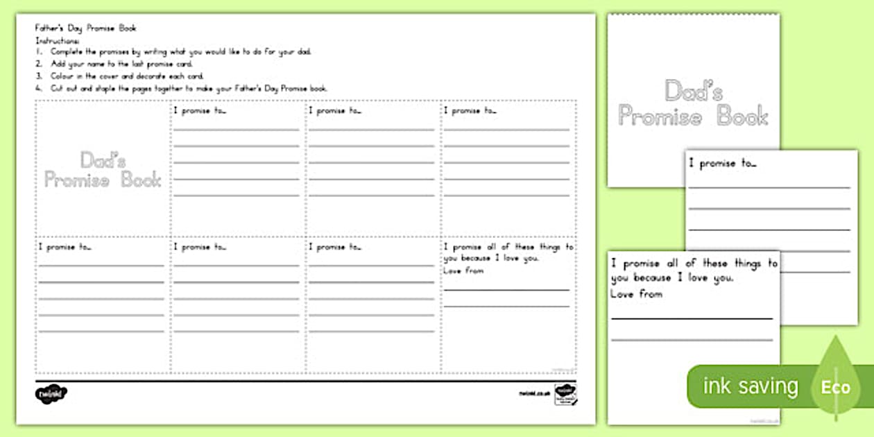 Father's Day Promise Activity Booklet (teacher made)