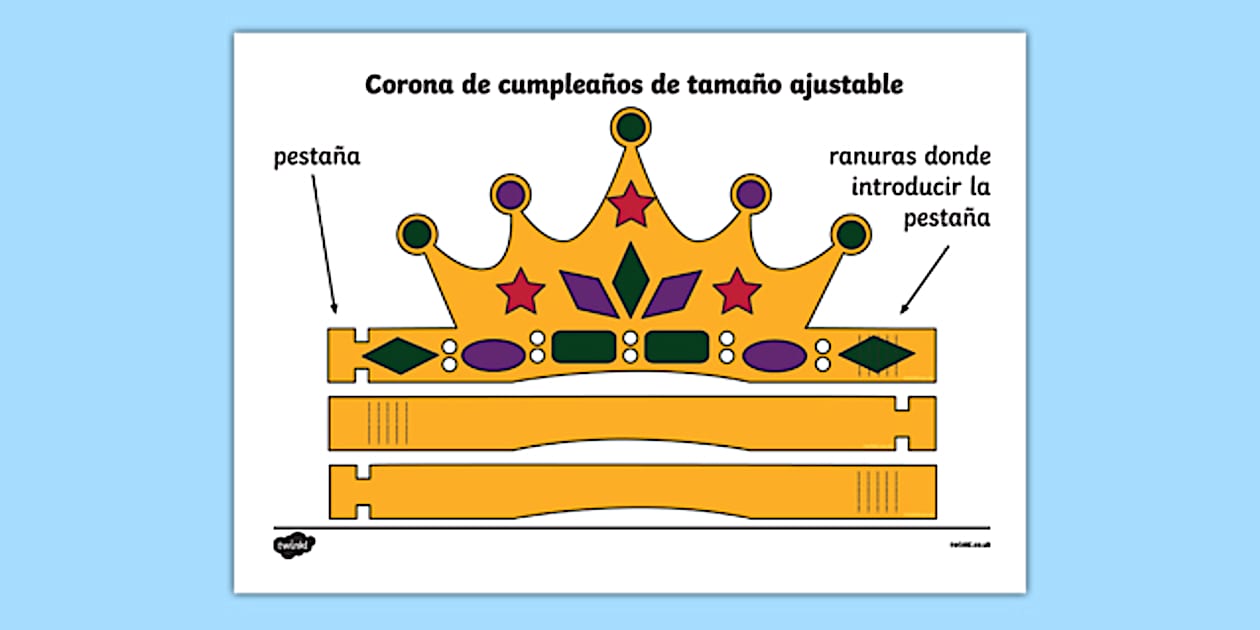 Corona de cumpleaños de ajustable-Spanish - Twinkl