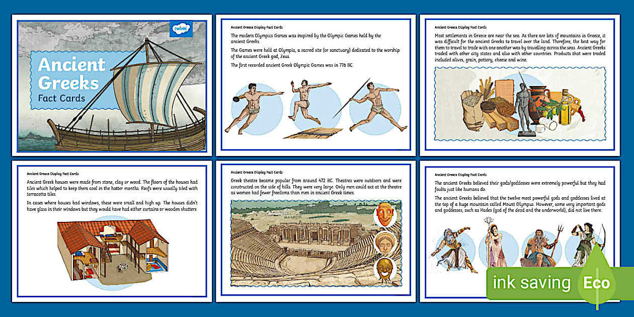 Ancient Greece Display Fact Cards for Kids | History