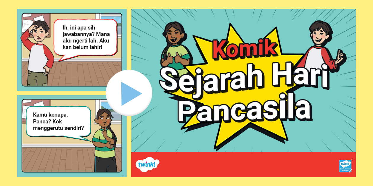 PowerPoint Komik Teks Sejarah Hari Pancasila Level Mudah