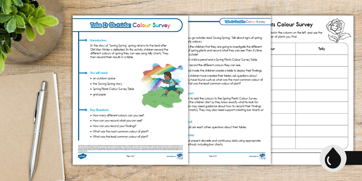 Outdoor Math: Spring Colour Survey Activity - Twinkl