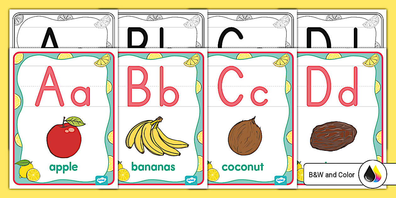 Lemon Theme Alphabet Posters