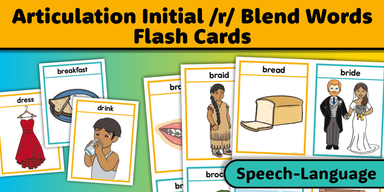 Articulation Initial /r/ Blend Words Flash Cards for SLP