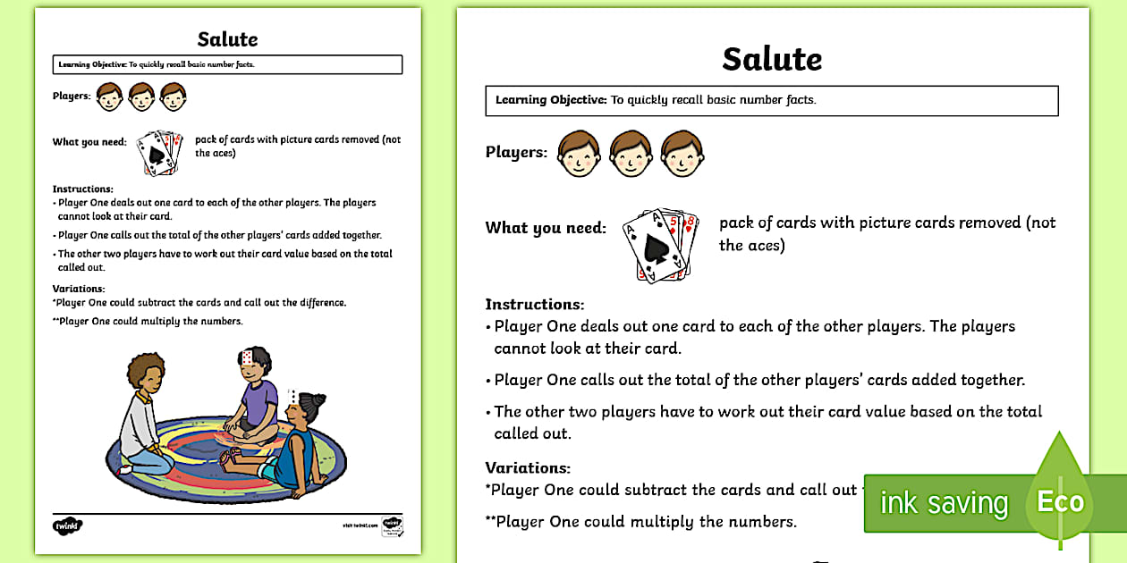 Salute Maths Game (teacher made) - Twinkl