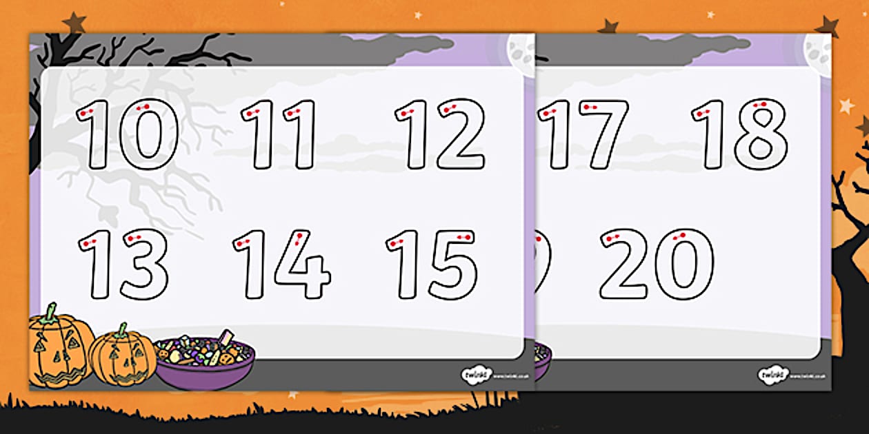 Halloween Number Formation Worksheet 10-20 (Teacher-Made)