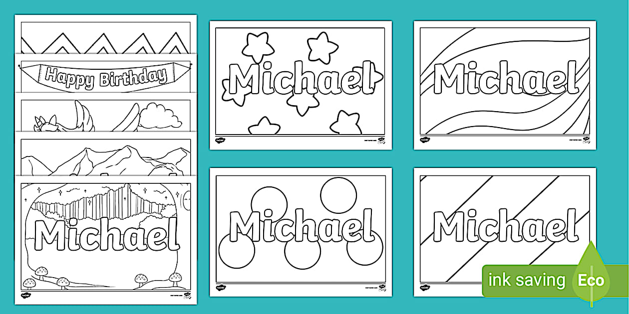 Michael Name Simple Colouring Activity Sheets - Twinkl