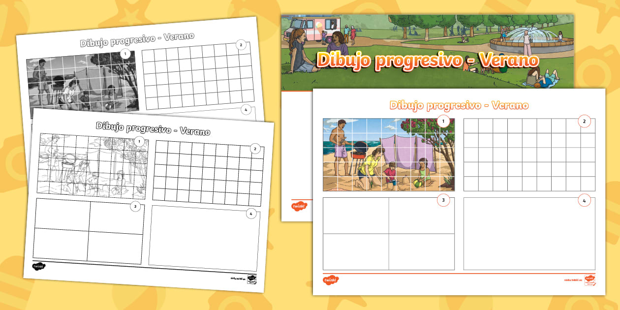 Ficha de actividad: Dibujo progresivo - Verano - Twinkl