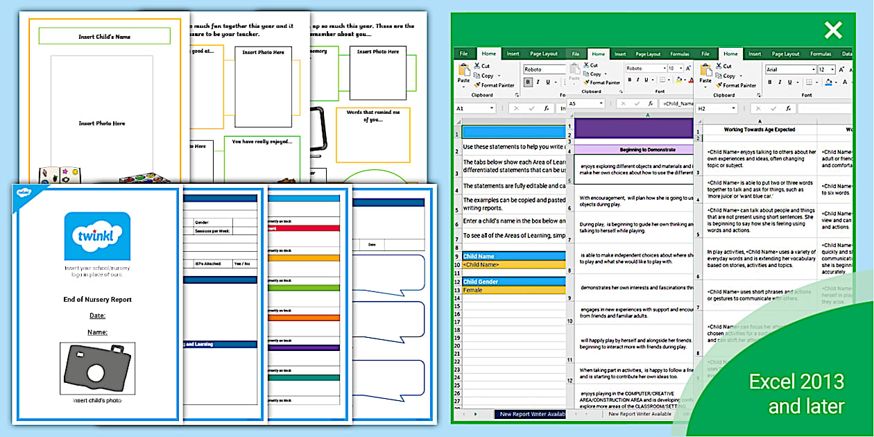 EYFS Ages 3-4 Report Writing Templates and Statements Pack