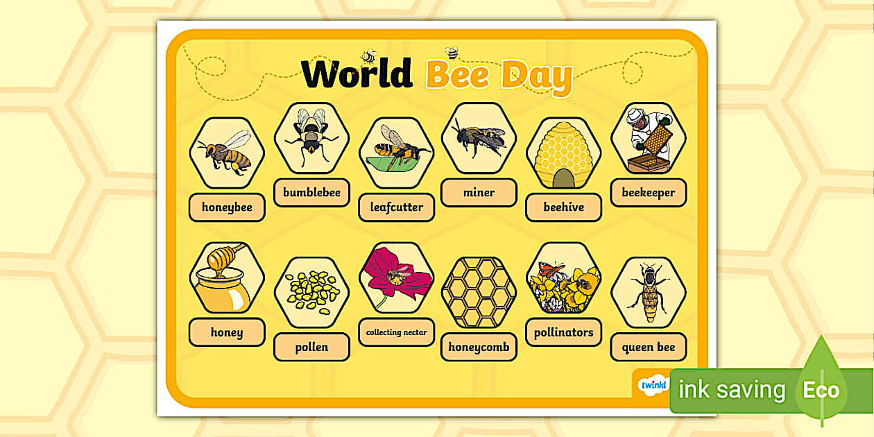 World Bee Day (Word Mat) (teacher made) - Twinkl