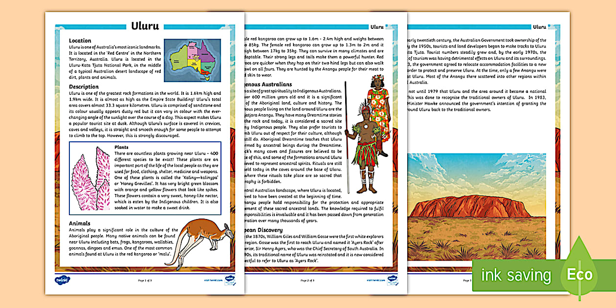 Uluru Upper Primary Fact File (teacher made) - Twinkl