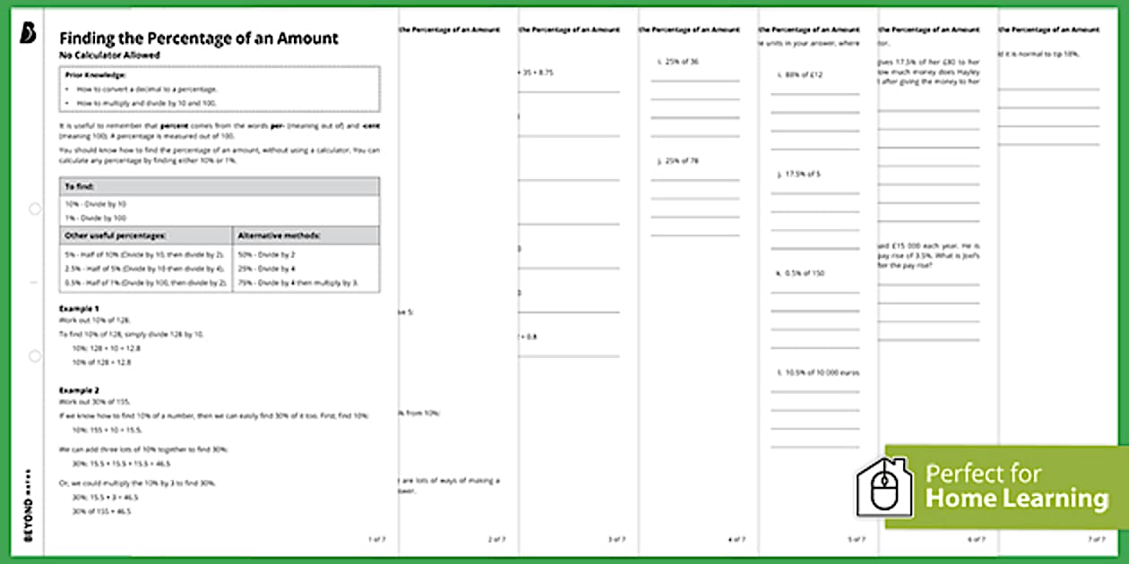 👉 Finding a Percentage of an Amount (Without a Calculator)