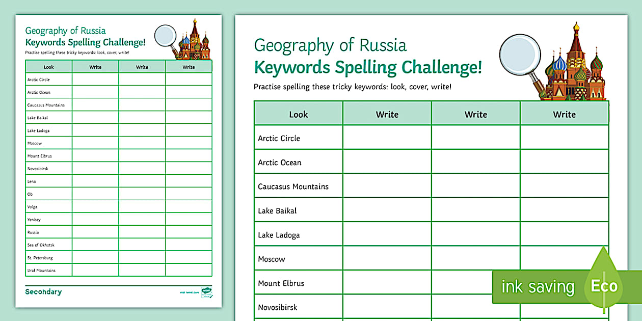 Russian Geography Spelling Challenge (teacher made) - Twinkl