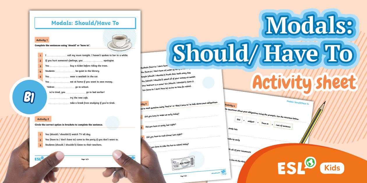 ESL Modals: Should/Have To Activity {Sheet}