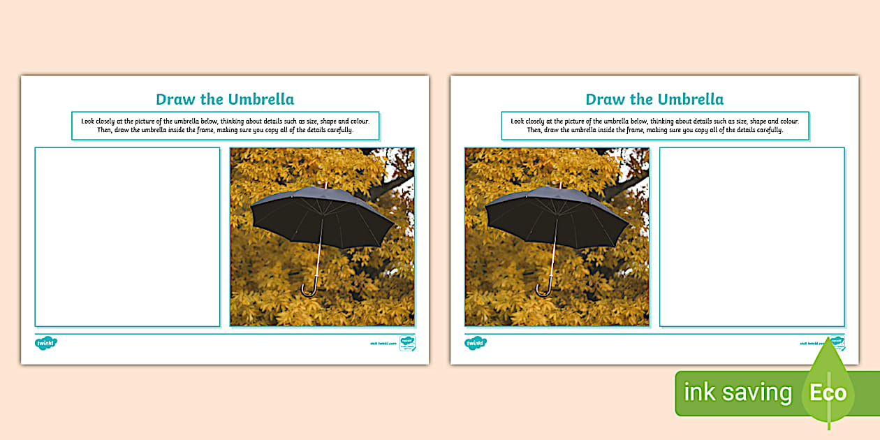 Draw the Umbrella Worksheet (teacher made) - Twinkl