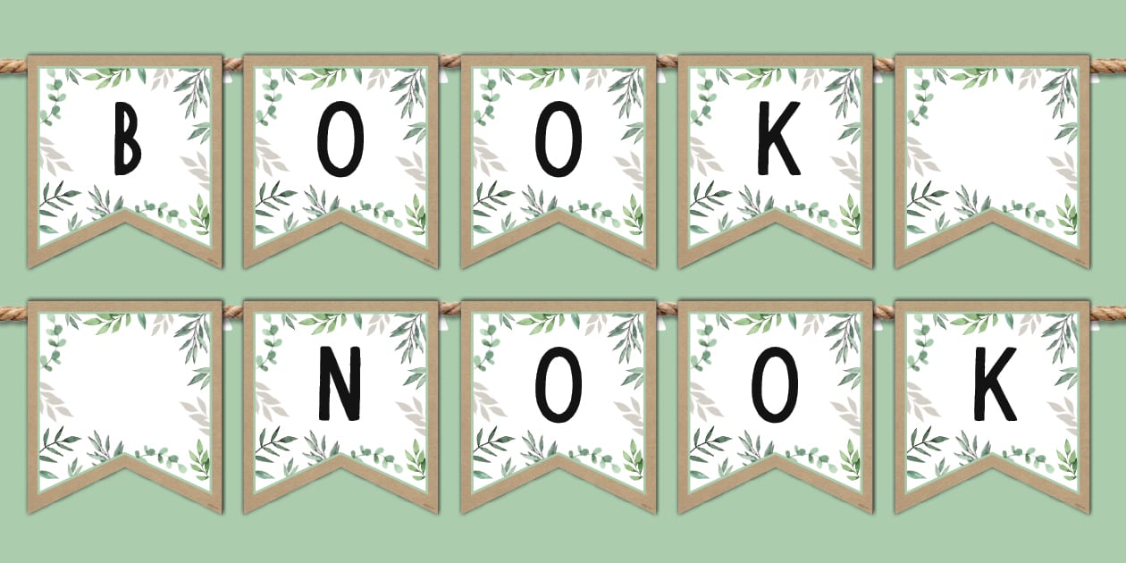 Muted Botanical Themed Book Nook Display Bunting - Twinkl