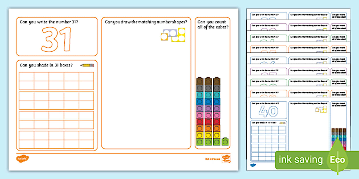 All About the Numbers 31 to 40 Activity Mat (teacher made)