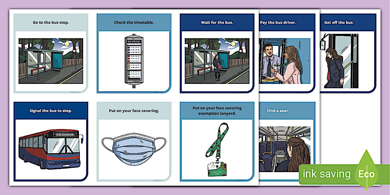 Older Learners: Catching a Bus Visual Support Cards - Twinkl