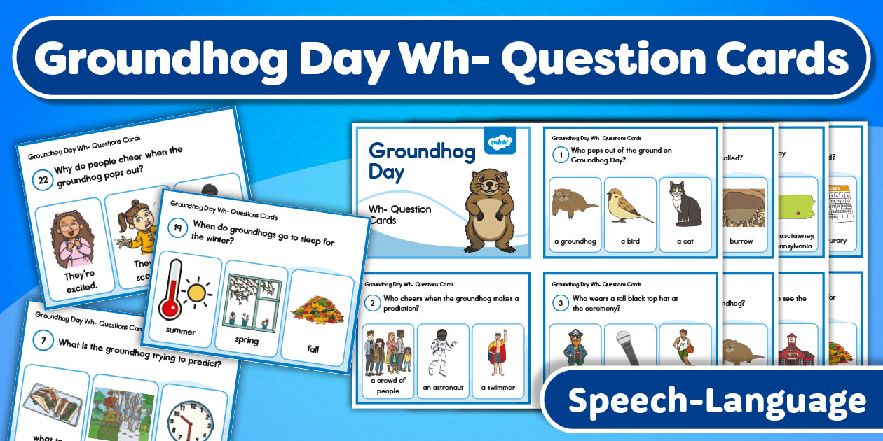 Groundhog Day Wh- Question Task Cards for SLP