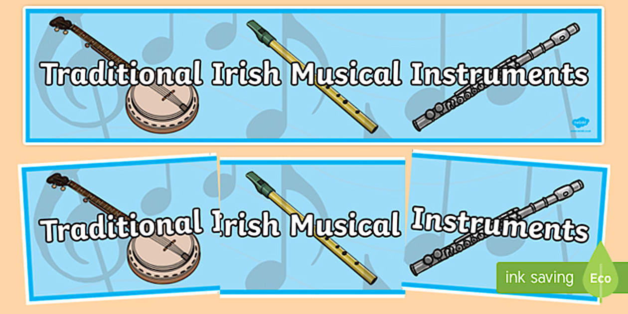Traditional Irish Musical Instruments Display Banner-Irish