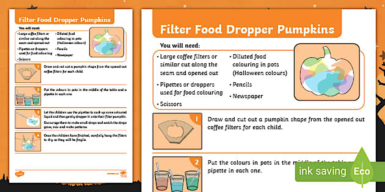 Filter Food Dropper Pumpkins Activity Instructions - activity