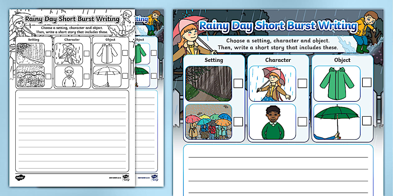 A Rainy Day Short Burst Writing Template (teacher made)